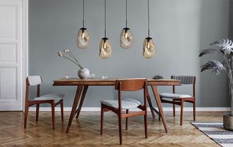 Masterlight home24 Pendelleuchte Lava VI 130 x 165 x 24cm Gold/Schwarz/Gold Stahl, pulverbeschichtet Glas E27