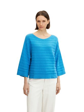 Tom Tailor Damen Cropped Strickpullover 1032608, 30095 - Sublime Teal Blue, XL