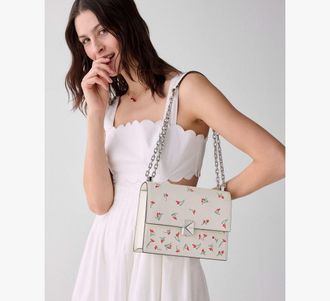 Kate Spade New York Kate Spade Deco Vibrant Buds Chain Schultertasche f&uuml;r Frauen in Creme Mehrfarbig | Leder