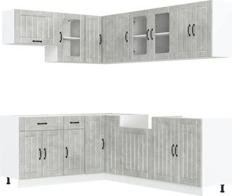 vidaXL 11-tlg. K&uuml;chenschrank-Set Lucca Betongrau Holzwerkstoff Vidaxl
