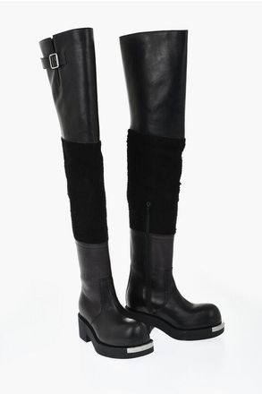 Maison Margiela MM6 Overknee-Stiefel Aus Leder Mit 5 cm Wildledereinsatz Gr&ouml;&szlig;e 36,5