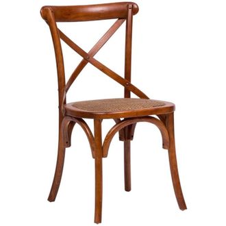 Biscottini International K&uuml;chenstuhl 47x86x52 cm Esszimmerstuhl Holz- und Rattanstuhl Moderne Restaurantst&uuml;hle Thonet Stuhl Cross Vintage St&uuml;hle