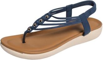 Generic Tongs d&eacute;t&eacute; d&eacute;contract&eacute;es avec bande &eacute;lastique pour femme - Semelle souple et confortable - L&eacute;g&egrave;res &agrave; enfiler, bleu, 38.5 EU