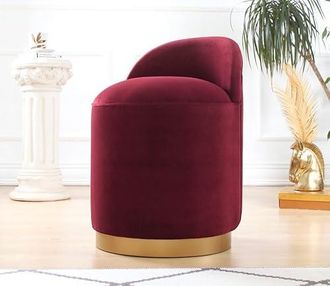Atelier Del Sofa Elegant Claret Red Pouffe, 50 cm Height, 45 cm Depth | 100% Velvet, 35 DNS Orthopedic Sponge, Wooden Legs, 160 kg Capacity | Baroque & Bohemian Style