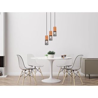 Trio Pendellampe tosh Draht Lampenschirme in Schwarz & Holzfassungen, ø 28cm