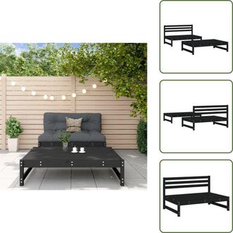 vidaXL Vidaxl - 2-tlg. Garten-Lounge-Set Schwarz Massivholz Kiefer - Gartenm&ouml;bel - Loungesessel - Gartenloungeset - Holzm&ouml;bel - Kiefernholz