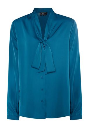 Faina Schluppenbluse Damen Smaragd Blau