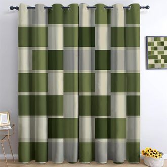 Generic Verdunkelungsvorhang Kunst Einfach Kariert Vorhänge Verdunkelung Blickdicht Gardinen Wohnzimmer mit Ösen Schlafzimmer Privatsphäre Schützende Gardinen