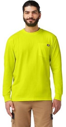 Dickies Long Sleeve Heavyweight Neon Crew Neck Tee T-Shirt, Jaune Vif, Taille XL Homme