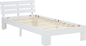 Homestyle4u Bett 90x200 mit Lattenrost Wei&szlig; Einzelbett Holzbett 90x200 Kiefer Jugendbett Kinderbett G&auml;stebett Bettgestell Massivholz | Artikel 2190