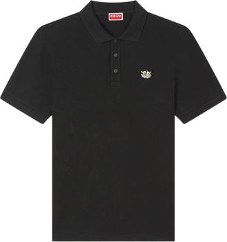 Kenzo Homme, Tops, Noir, Taille: XL Polo Slim-fit Tigre Sauvage