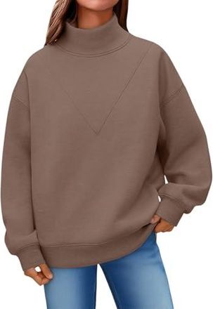 Generic Pull pour femme - Couleur unie - Haut surdimensionn&eacute; - Col rond - Manches longues - Automne - Hiver - D&eacute;contract&eacute; - Confortable - Tendance - Confortab