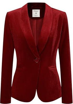 Allegra K Blazer en Velours Femme à Col Châle avec 1 Bouton Déguisement Blazer daffaires Décontracté Veste Automne pour Cérémonie Rouge XL
