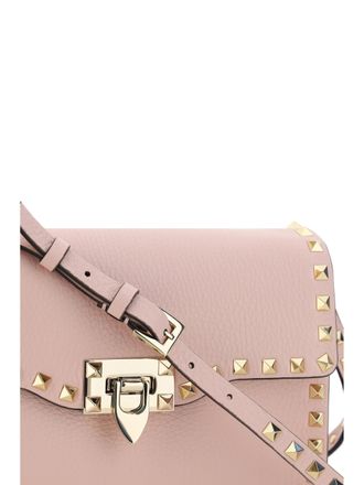 Valentino Garavani Womens Small Shoulder Bag Rockstud Rose Quartz Calf Leather
