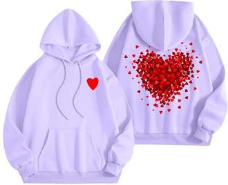 Generic Sweat &agrave; capuche &agrave; manches longues pour la Saint-Valentin 2026 pour femmes (4), violet, XXL