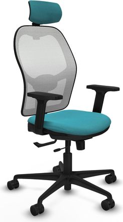 Piqueras y Crespo Ergonomischer Stuhl mit 2D-Armen, h&ouml;henverstellbare Lendenwirbelst&uuml;tze und h&ouml;henverstellbares Kopfteil, Wei&szlig;/T&uuml;rkis