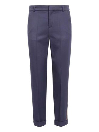 Balmain pantalon à bande logo - Bleu