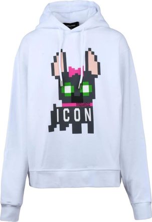 Dsquared2 Femme, Sweatshirts et sweats &agrave; capuche, Blanc, Taille: 34 FR Sweat &agrave; capuche