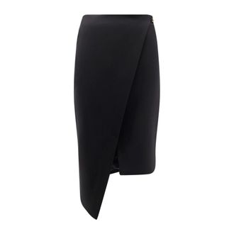 Elisabetta Franchi Femme, Jupes, Noir, Taille: 40 FR Jupe Portefeuille avec Détail Crochet en Métal