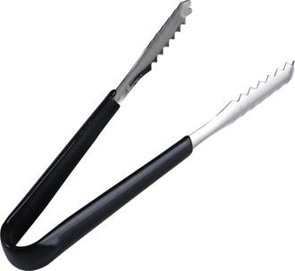 Cabilock Edelstahl Eiszange Mit Rutschfestem Gummigriff Lange Küchenschere Für Eiswürfel Schwarz-silber Spitz Gezahnte Clips Für Einfachen Griff in Bar Restaur