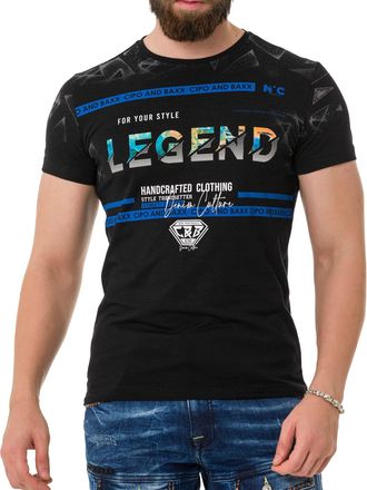 Cipo & Baxx Herren T-Shirt Freizeit Sommer T-Shirt CT715 Black M