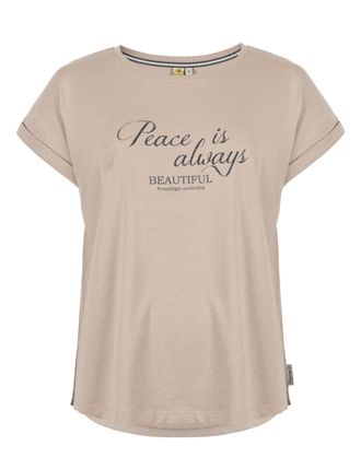 Roadsign Damen T-Shirt mit Peace-Motiv für entspannte Casual-Looks braun, 2XL