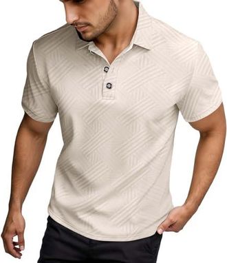 Generic Polo &agrave; manches courtes pour homme - En tricot - Avec fermeture &eacute;clair quart - Respirant - Pour les loisirs - Pour l&eacute;t&eacute; - V&ecirc;tement de gym - Coupe droit