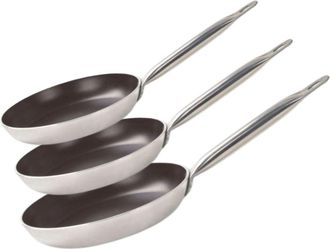 ELO 9804150 Pfannen-Set, 3-teilig, Aluminium, Pfanne, f&uuml;r alle Herdarten, Induktionsherde, Antihaftpfanne, ohne PFAS, Aluminium, Keramik, Edelstahl, 32 x 