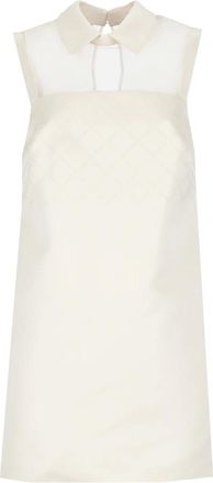 Elisabetta Franchi Femme, Robes, Beige, Taille: 38 FR Robe Ivoire avec Col et Strass
