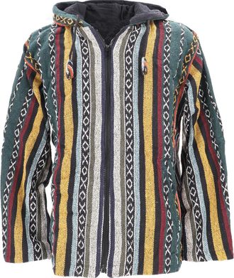 Guru Shop Goa Jacke, Ethno Kapuzen Jacke - Bunt, Herren, Baumwolle, Size:M