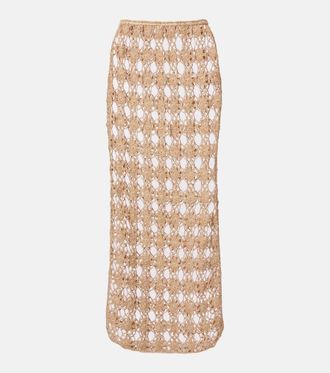 Anna Kosturova Jupe midi Bella Rosette en crochet de coton