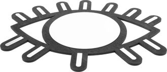 DOITOOL Augenförmiger Wandspiegel aus Holz Dekorativer Fotohintergrund Kreatives Wanddekor In Schwarz Vielseitige Wanddekoration für Kinderzimmer und Wohnzimm