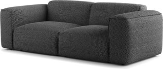 Studio Copenhagen home24 2-Sitzer Sofa Grau Teddy-Bouclé Stoff Bony 220 x 71 x 102cm Modern