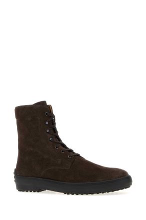 Tod's Mens Dark Brown Suede Ankle Boots Testamoro Scarpe Stringate Lace-up Shoes