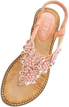 Generic Pantoufles d&eacute;t&eacute; pour femme - Sandales plates pour femme - Style boh&egrave;me - Chaussures plates - Ballerine, RD2, 41 EU