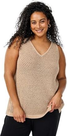 Zizzi Flash by Femme Grandes Tailles Top Tricot Col V Taille 42-60, naturel, 48-50 grande taille