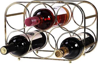 Generic Weinregal Metall, Weinflaschenhalter, Doppellagig, Hohe Tragfähigkeit, Geeignet für Hausbars, Küchen und Speisekammern(Gold)