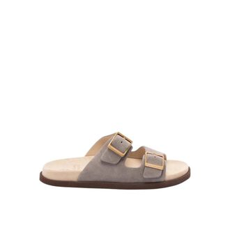 Brunello Cucinelli Homme, Chaussures, Gris, Taille: 40 EU Sandales &agrave; double bride en daim