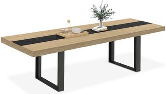 IDMarket Table &agrave; Manger Extensible Rectangle Phoenix 6-12 Personnes Bois et Noir Bande Centrale Noire 200-300 cm