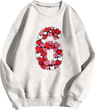 Generic Sweat-shirt unisexe pour couple assorti avec motif damour d&eacute;contract&eacute; &agrave; manches longues et col rond pour femme confortable &agrave; manches longues tuniques 