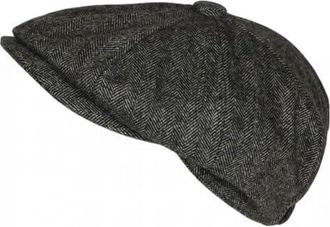 Nyls Cr&eacute;ation Casquette Gavroche Grise en Laine &agrave; Chevrons Style Anglais Vintage Surwal - Taille Unique - Gris