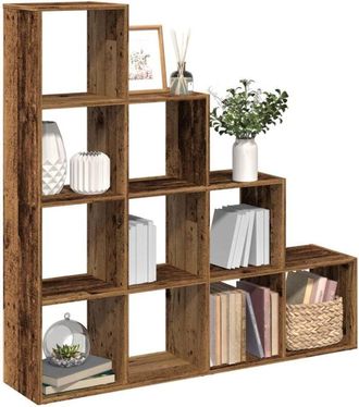 vidaXL Vidaxl - Raumteiler-Bücherregal 4 Stufen Altholz-Optik 131,5x29x131,5 cm