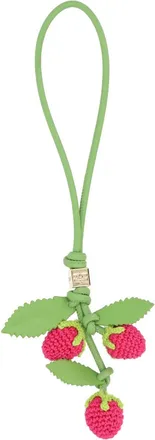 Ganni Womens Bag Charm Raspberry Flower Multicolour Recycled Leather Accessories