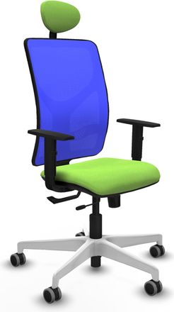 Piqueras y Crespo Stuhl mit verstellbaren Armlehnen, h&ouml;henverstellbare Lendenwirbelst&uuml;tze und festes Kopfteil, ausgestattet mit Syncro/Traslack und Schneideschaum, Blau