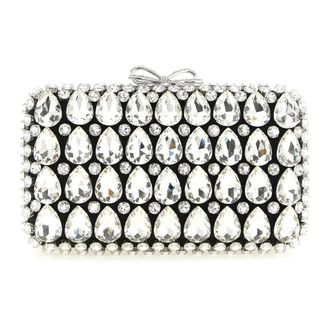 Self Portrait Satin Crystal Clutch Bag - - Bags - Damen - Schwarzk - ONE SIZE