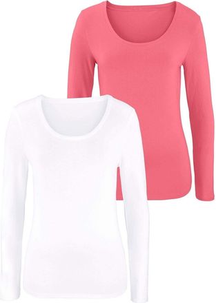 Vivance Damen Langarmshirt mit klassischem Rundhalsausschnitt und k&ouml;rpernaher Passform, Baumwolle, Stretch