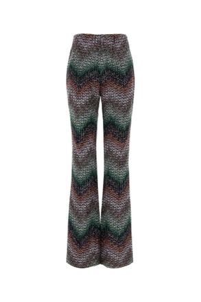 Missoni Womens Embroidered Viscose Blend Flared Pant Pantaloni Trousers