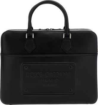 Dolce & Gabbana Calfskin Briefcase - - Bags - Herren - Schwarzk - ONE SIZE