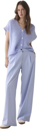 Summum Femme, Pulls, Bleu, Taille: 42 FR Cardigan Sans Manches en Tricot Mohair