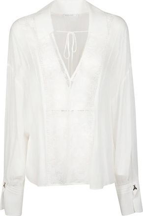 Patrizia Pepe Femme, Blouses et Chemises, Blanc, Taille: 38 FR Chemise &agrave; manches longues